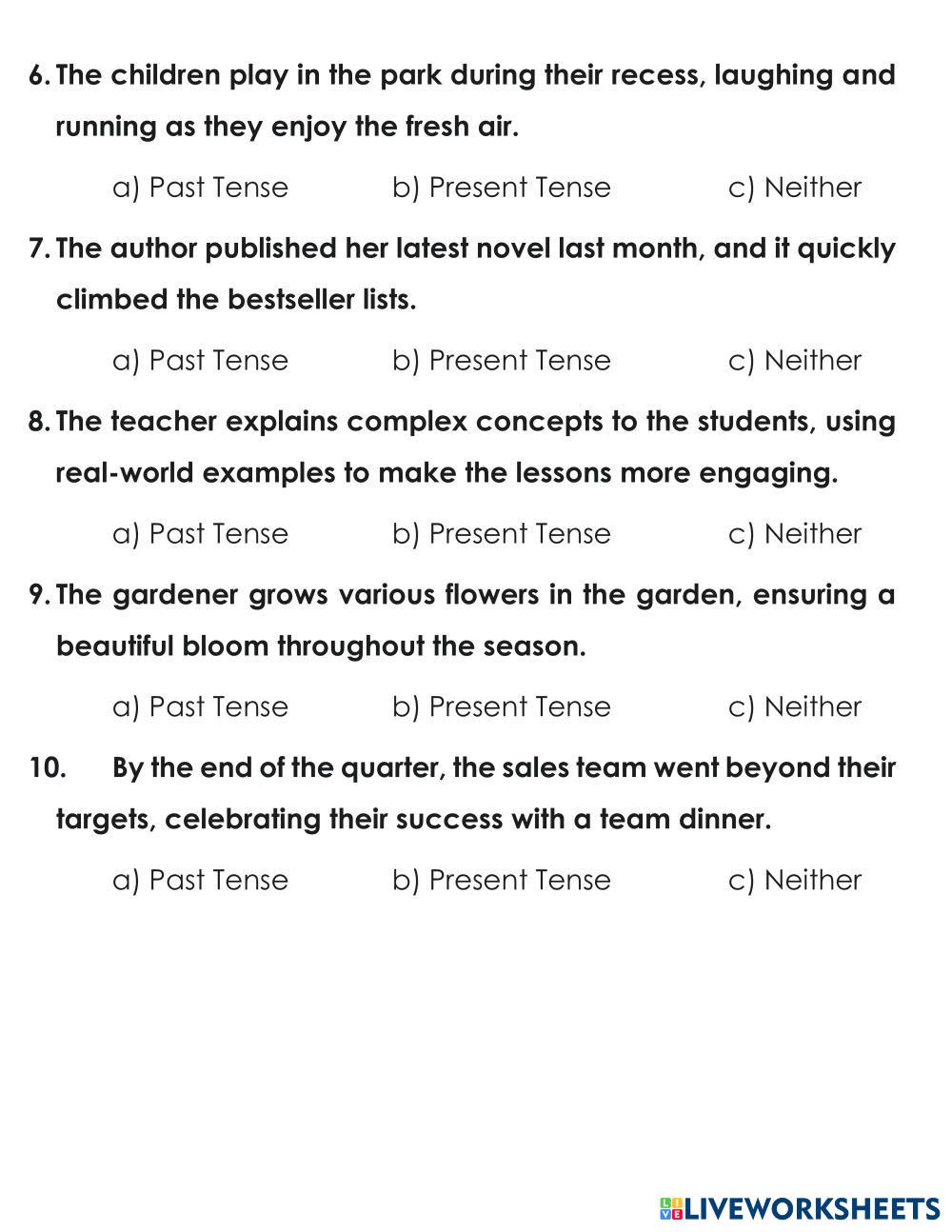 8060086 | Identifying Verb Tense | PBL 2ND GRADE