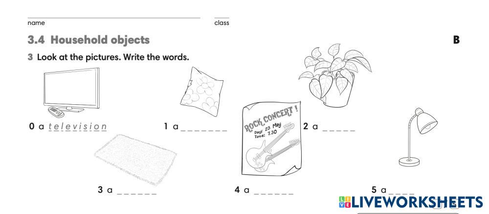 Household objec… | Free Interactive Worksheets | 8068710