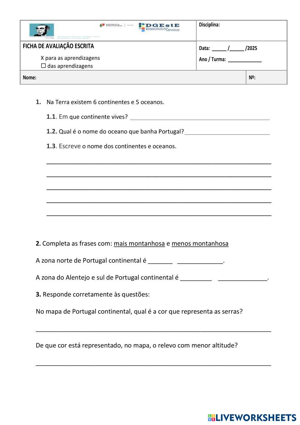 Ficha | Free Interactive Worksheets | 8072097