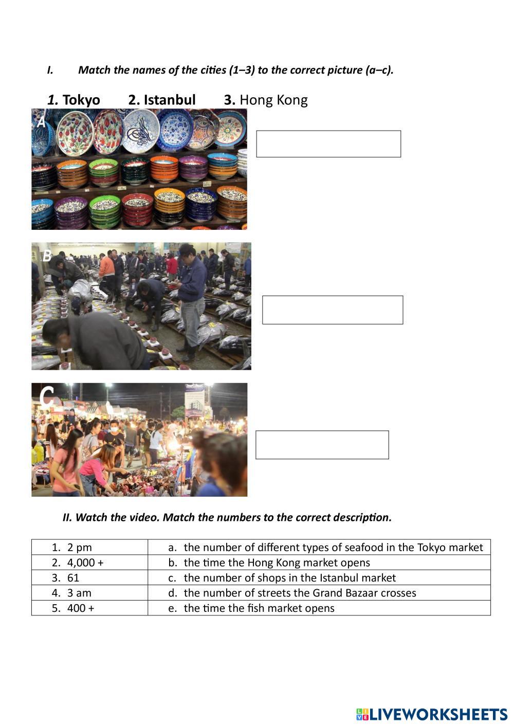 Famous markets … | Free Interactive Worksheets | 8074470