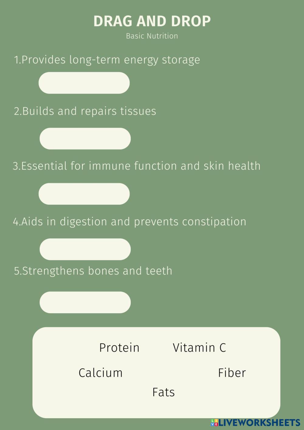 Basic Nutrition… | Free Interactive Worksheets | 8081147