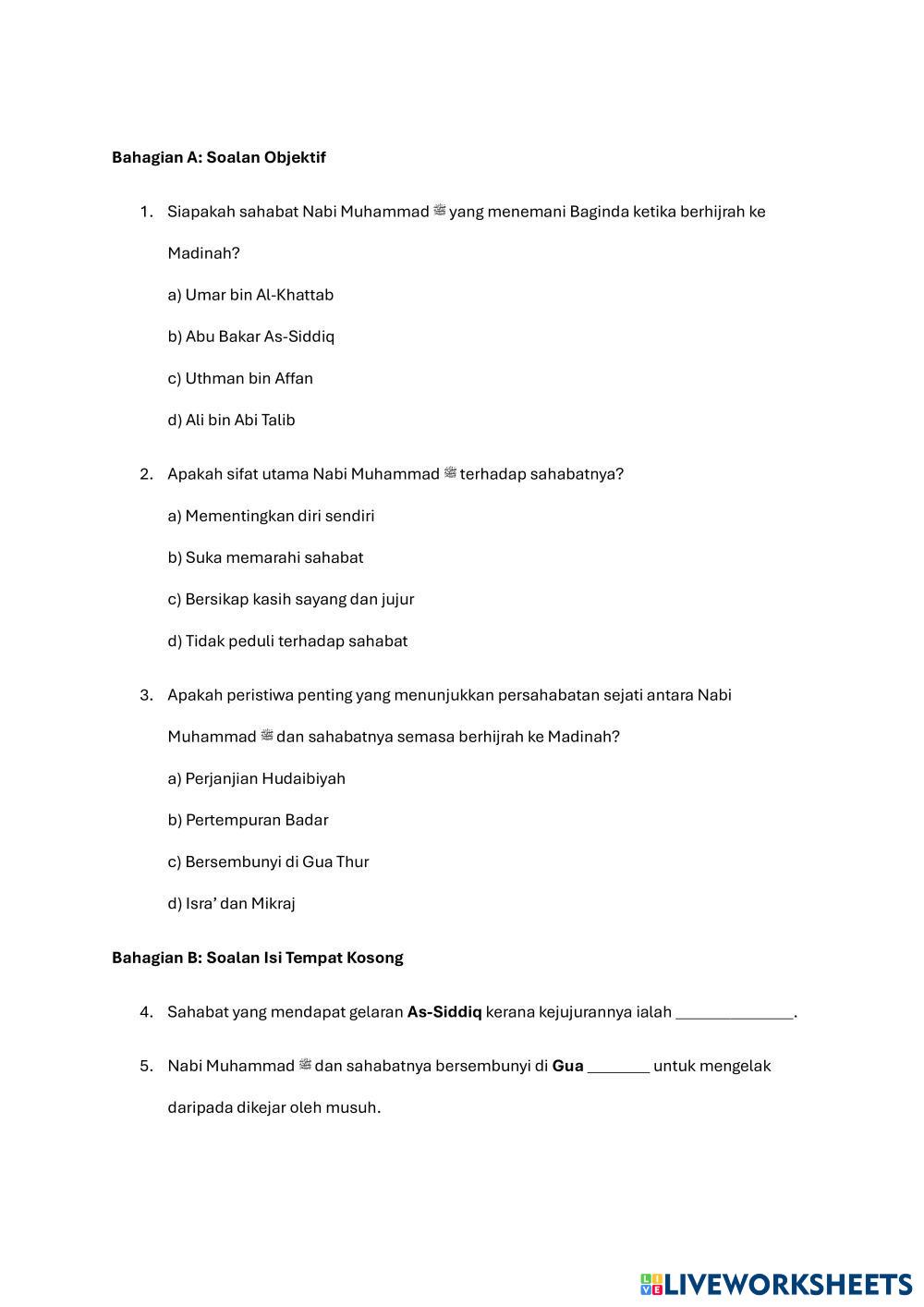 Nabilah Ahmad | Free Interactive Worksheets | 8081917