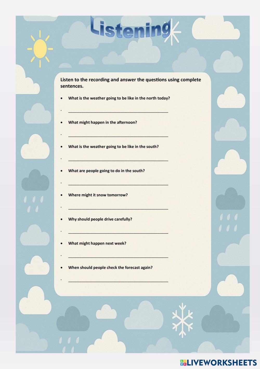 Weather Forecast | Free Interactive Worksheets | 8083248