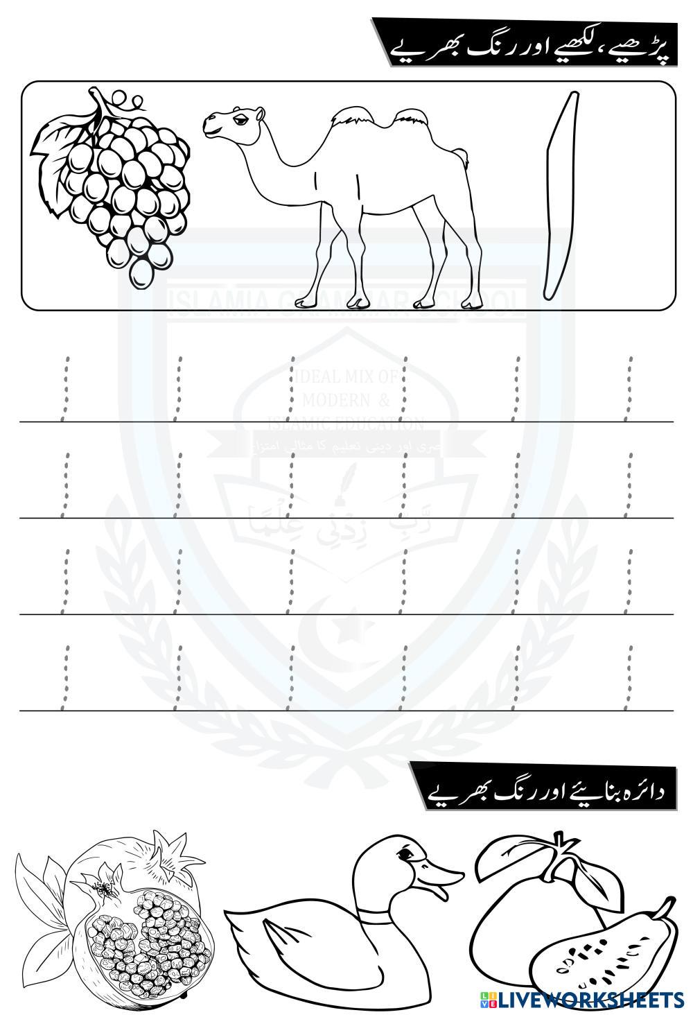 trace urdu alphabets