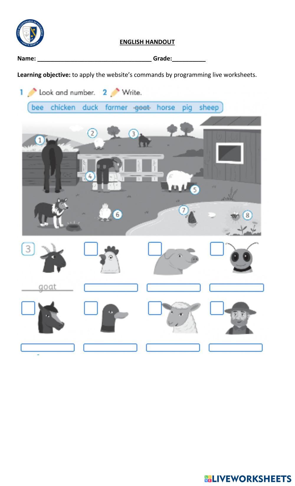 farm animals | Free Interactive Worksheets | 8111732