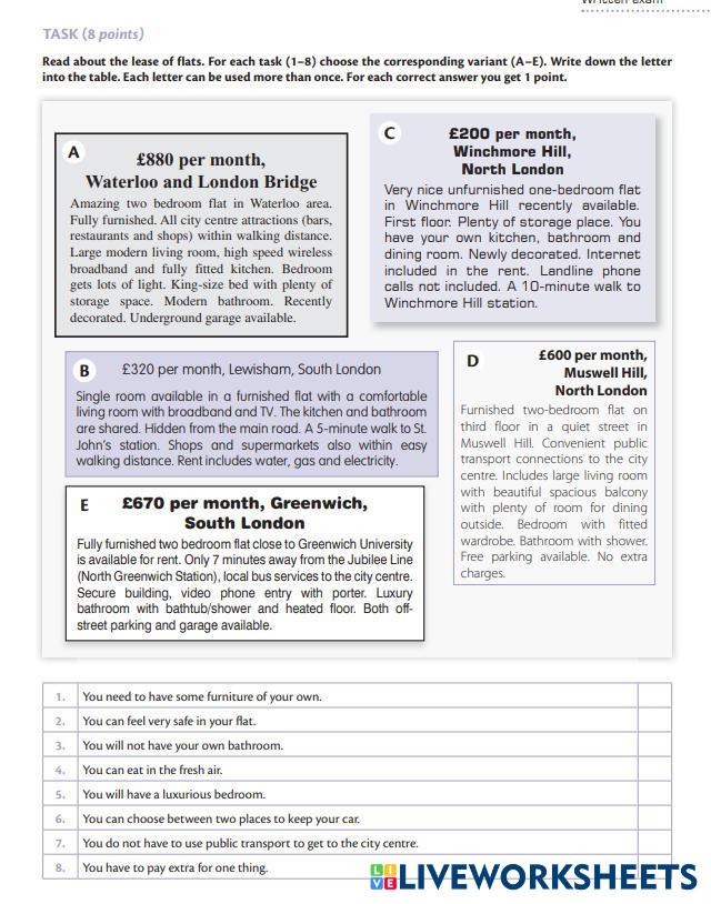 Exam tasks B2 | Free Interactive Worksheets | 8090142