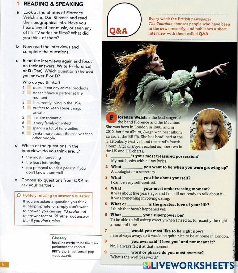 Do you know Flo… | Free Interactive Worksheets | 8091243