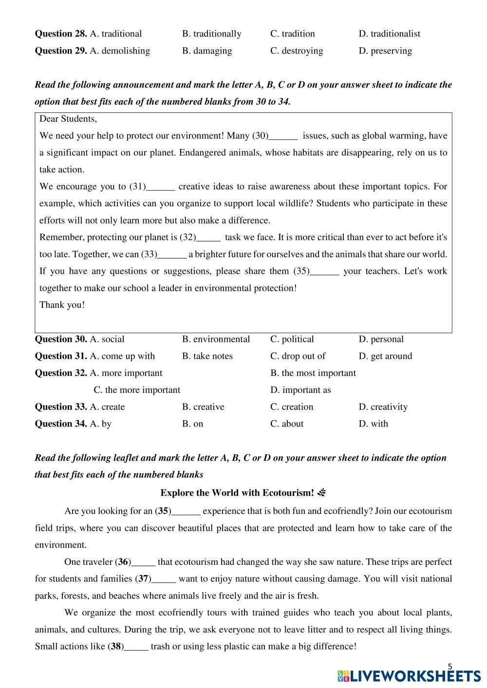 REVISION E10 | Free Interactive Worksheets | 8103570