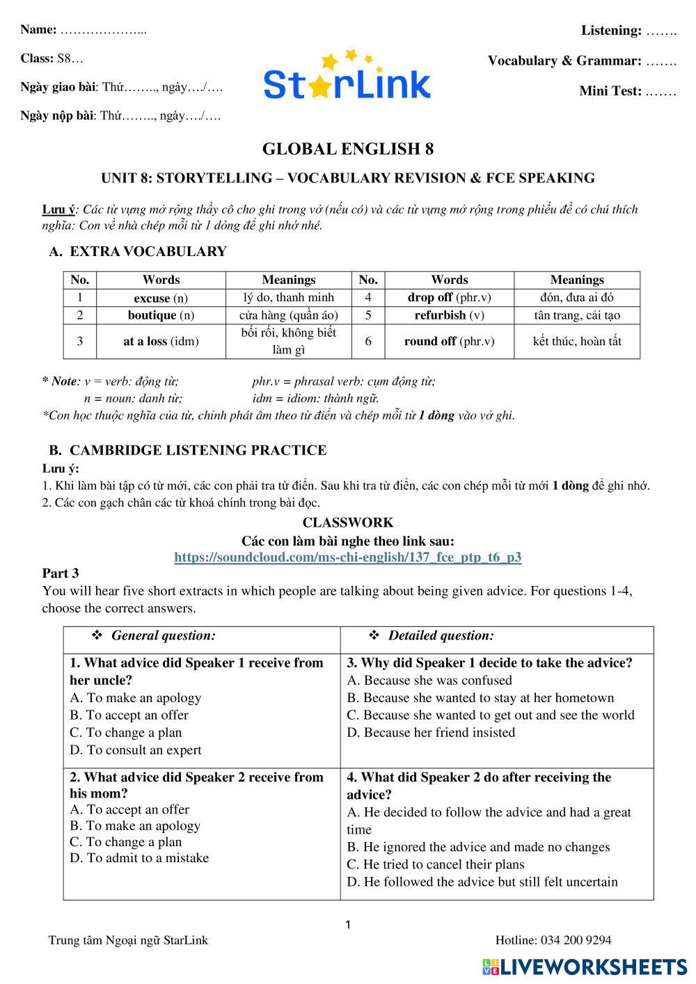 8105229 | Foreign Teacher_S8_W34_U8_Vocabulary Revision