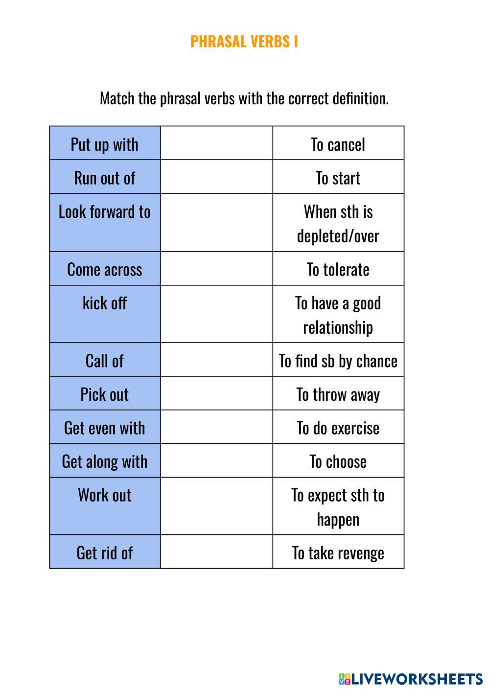 8110654 | Phrasal Verbs I | DanielaSV93 | LiveWorksheets