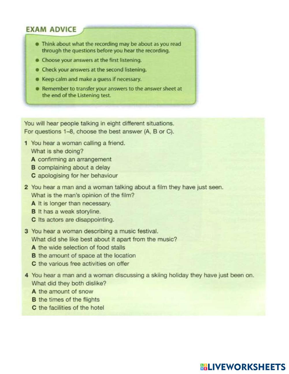 FCE listening p… | Free Interactive Worksheets | 8112360