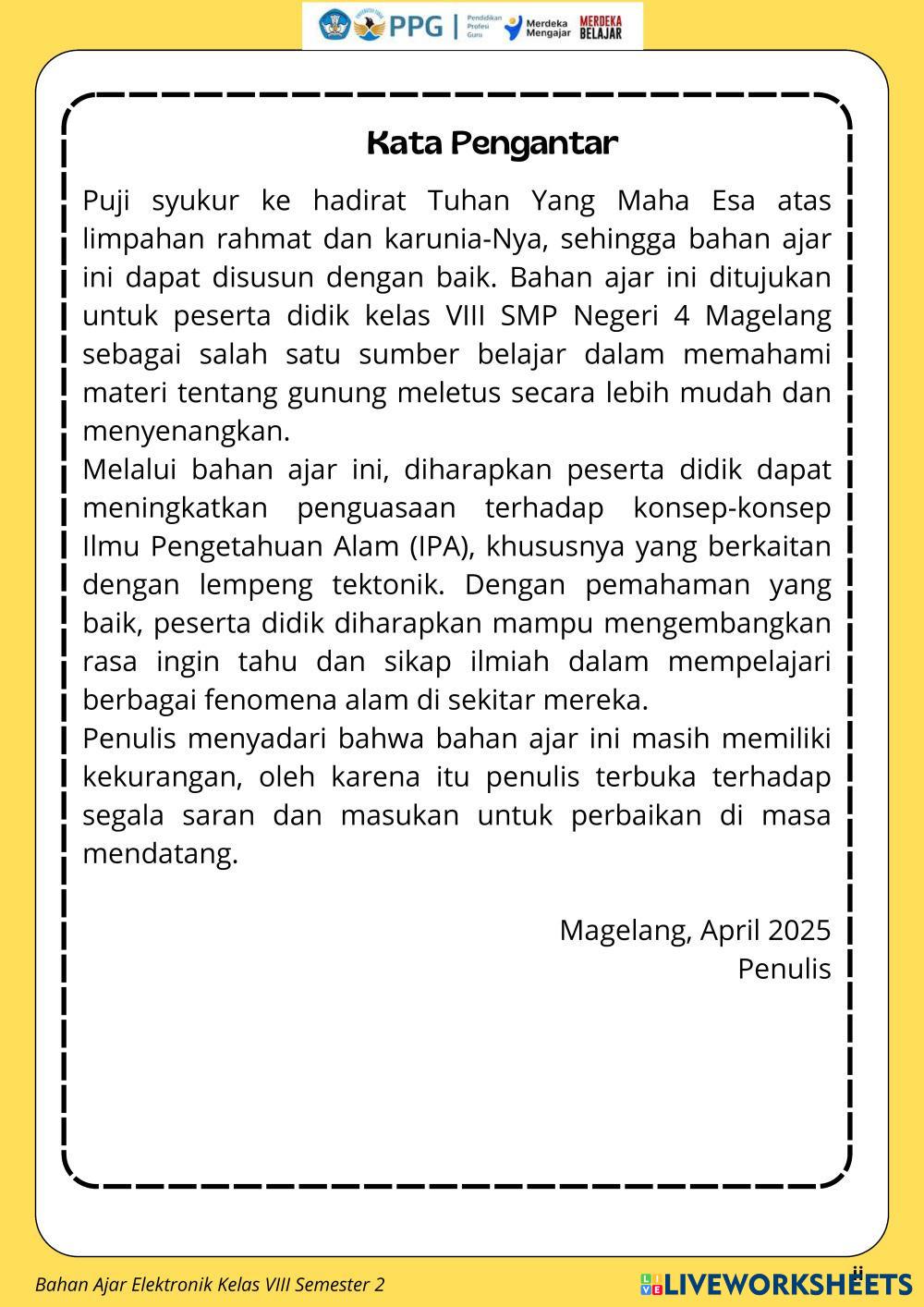 Gunung Meletus | Free Interactive Worksheets | 8113944