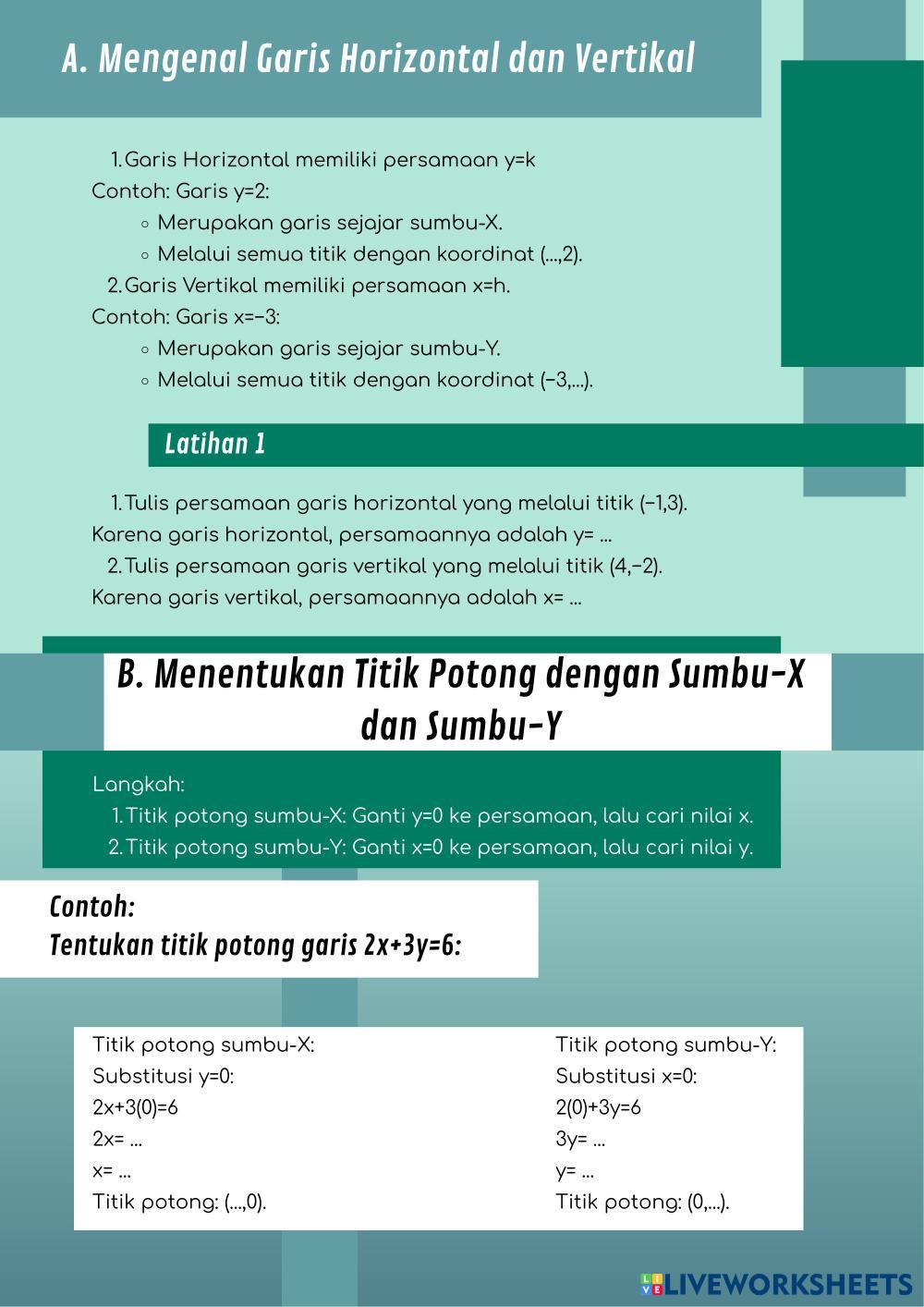 Persamaan Garis… | Free Interactive Worksheets | 8114568