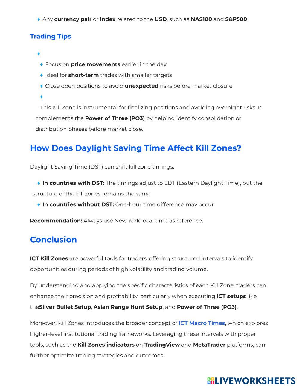 Trading Kill Zo… | Free Interactive Worksheets | 8114878