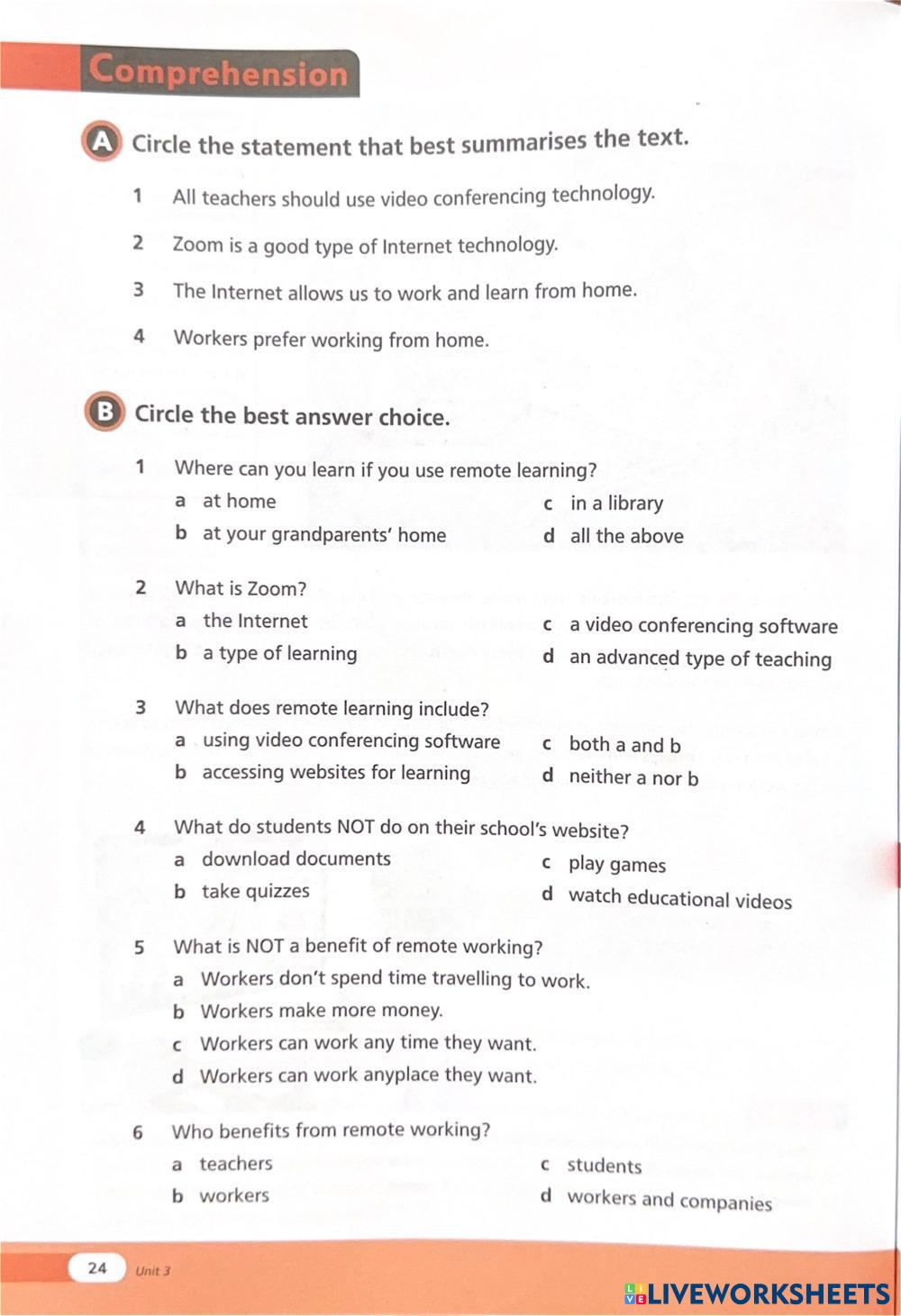 M.4 Unit 3 Livi… | English Language Worksheets | 8115678