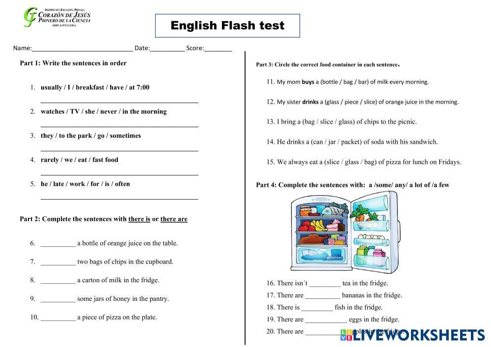 P3-P4 FLASH TES… | English Language Worksheets | 8115879