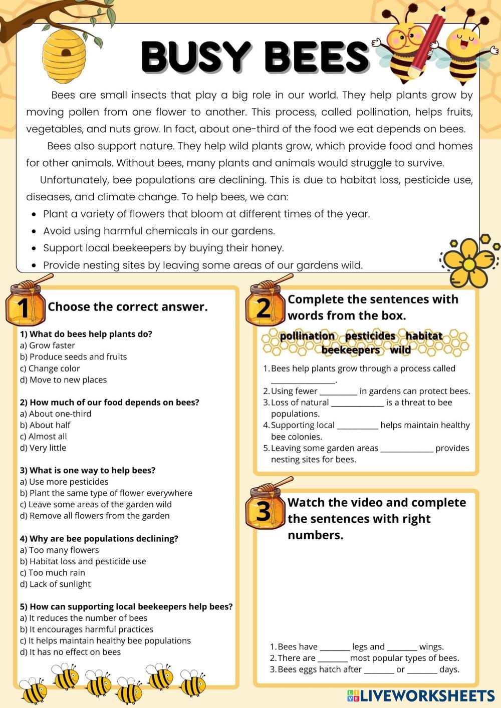 Busy Bees | ESL Worksheets | 8117489