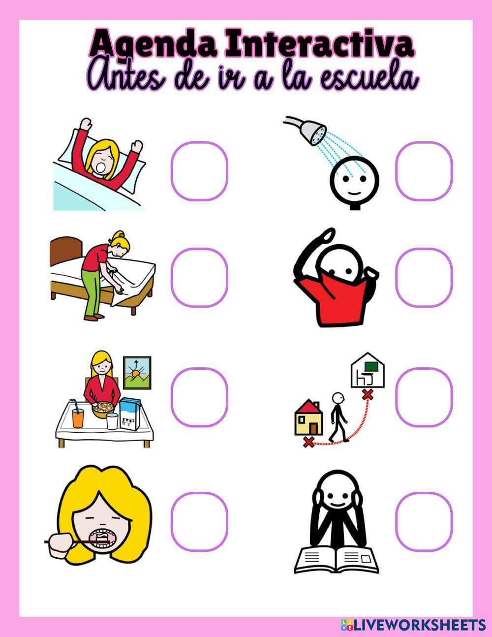 Agenda interactiva | LiveWorksheets | 8119487