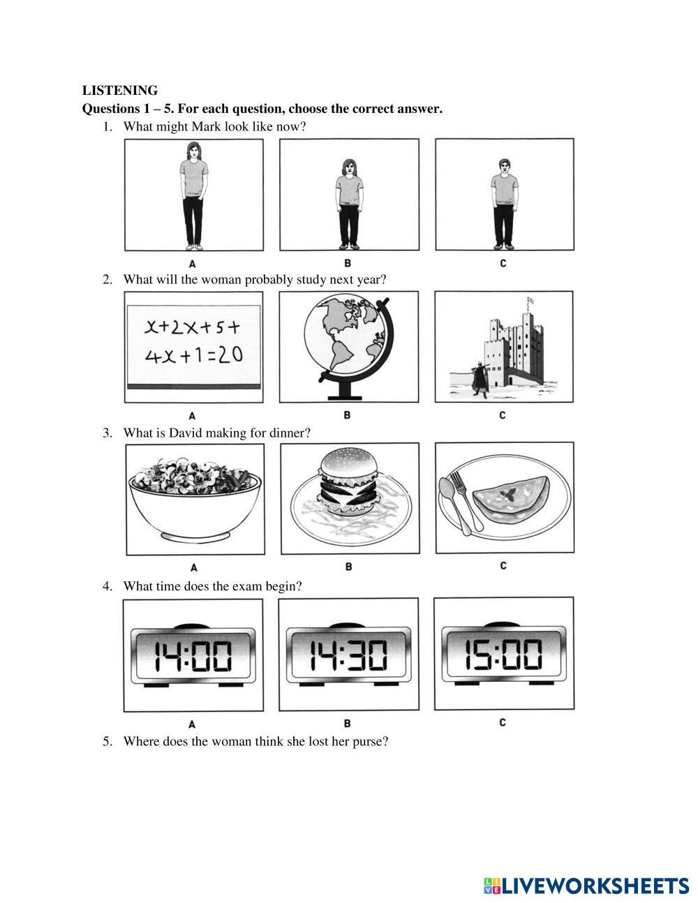 E1 PRACTICE TES… | English Language Worksheets | 8125060