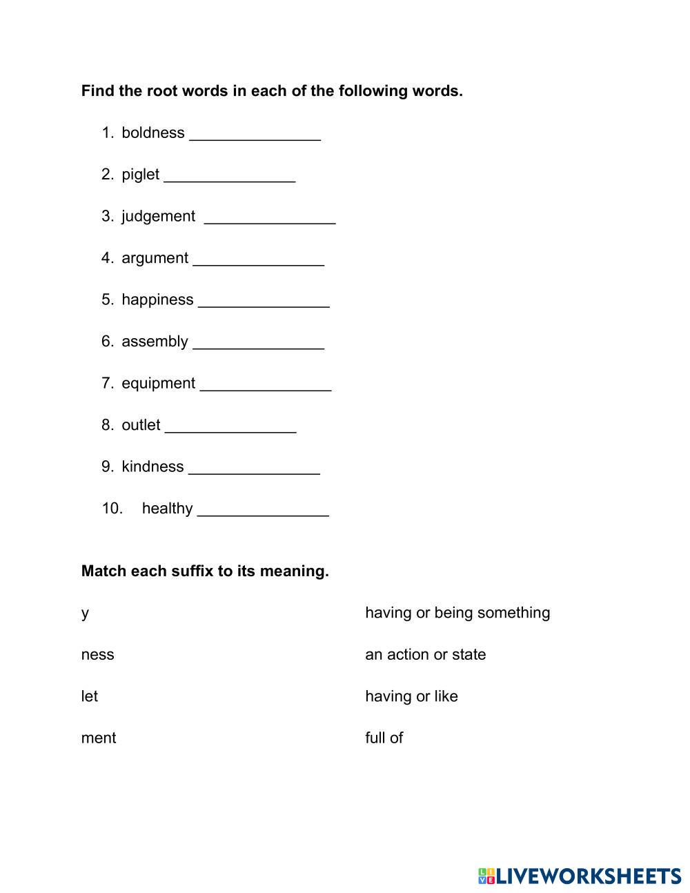 Suffixes (let, … | English Language Worksheets | 8133640
