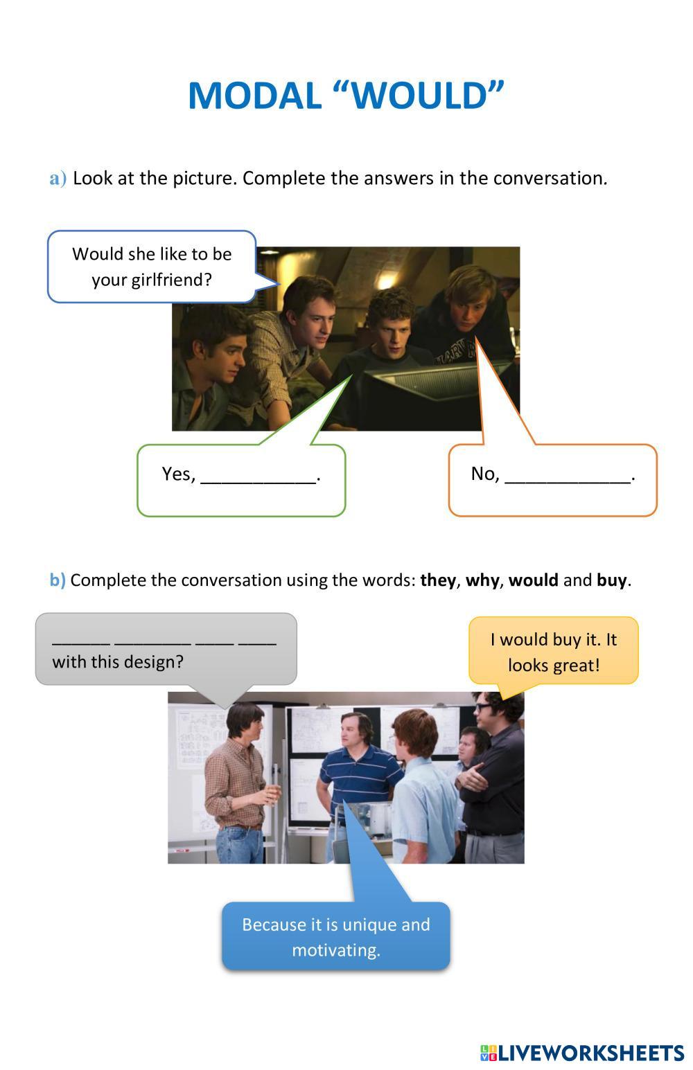 MODAL "WOULD" | English Language Worksheets | 8133703