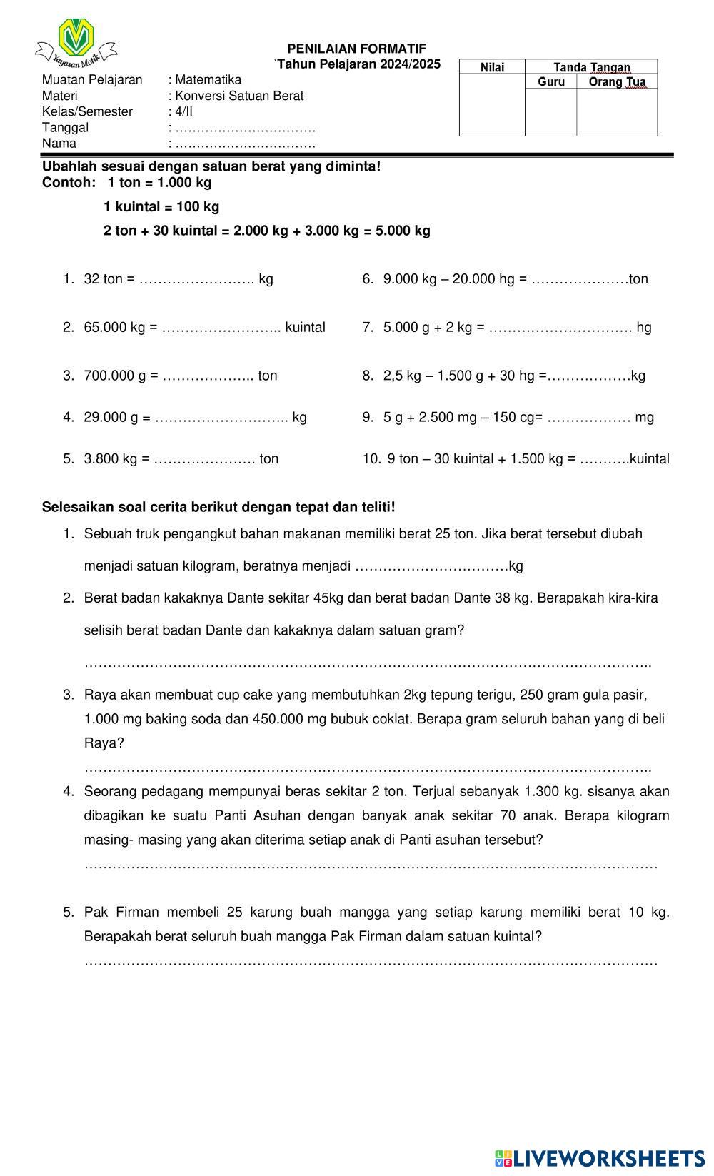 8137538 | Konversi Satuan Berat | Eka Sarah