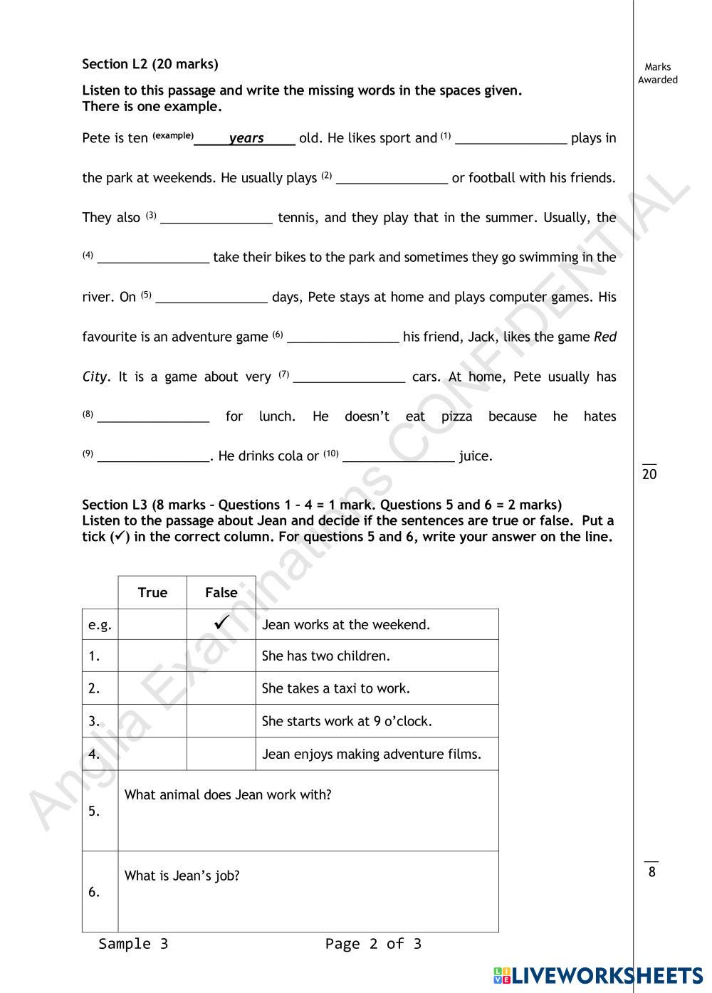 4. Preliminary … | English Language Worksheets | 8138455