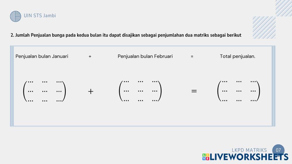 Matriks | Math Worksheets | 8141539