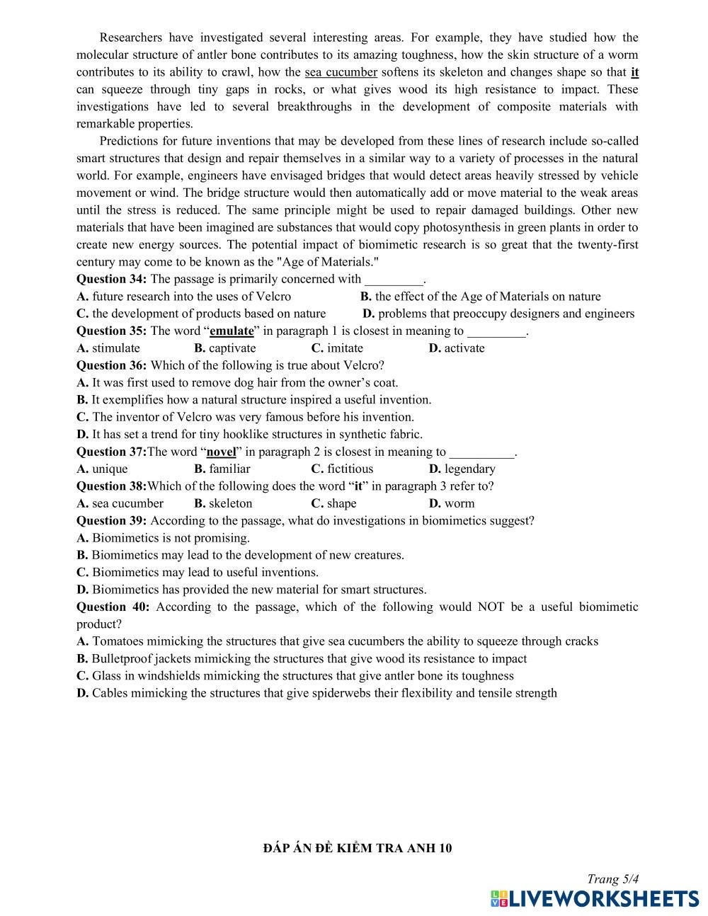 Minh Tam unit 27 | Language Arts Worksheets | 8147399