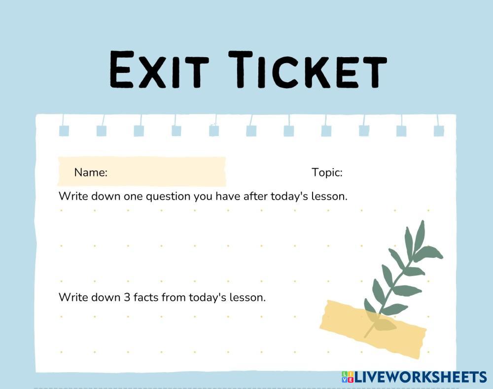 Exit ticket Les… | English Language Worksheets | 8150318