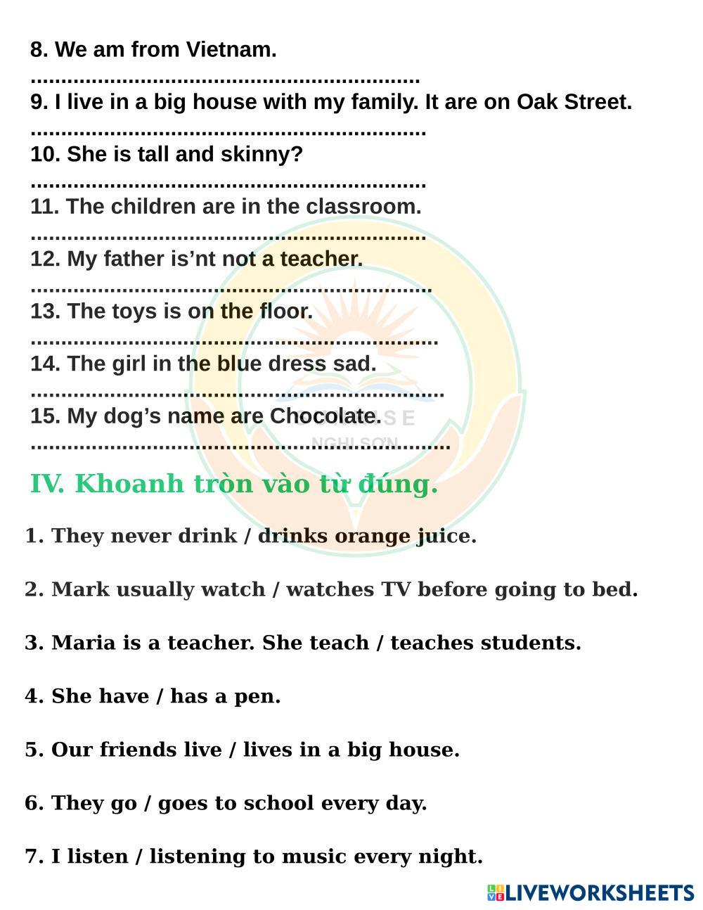 Unit 7 | English Language Worksheets | 8152348