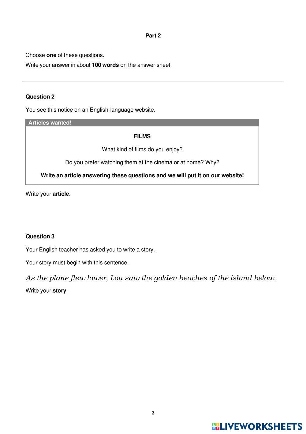 Exam Writing B1… | English Language Worksheets | 8152768