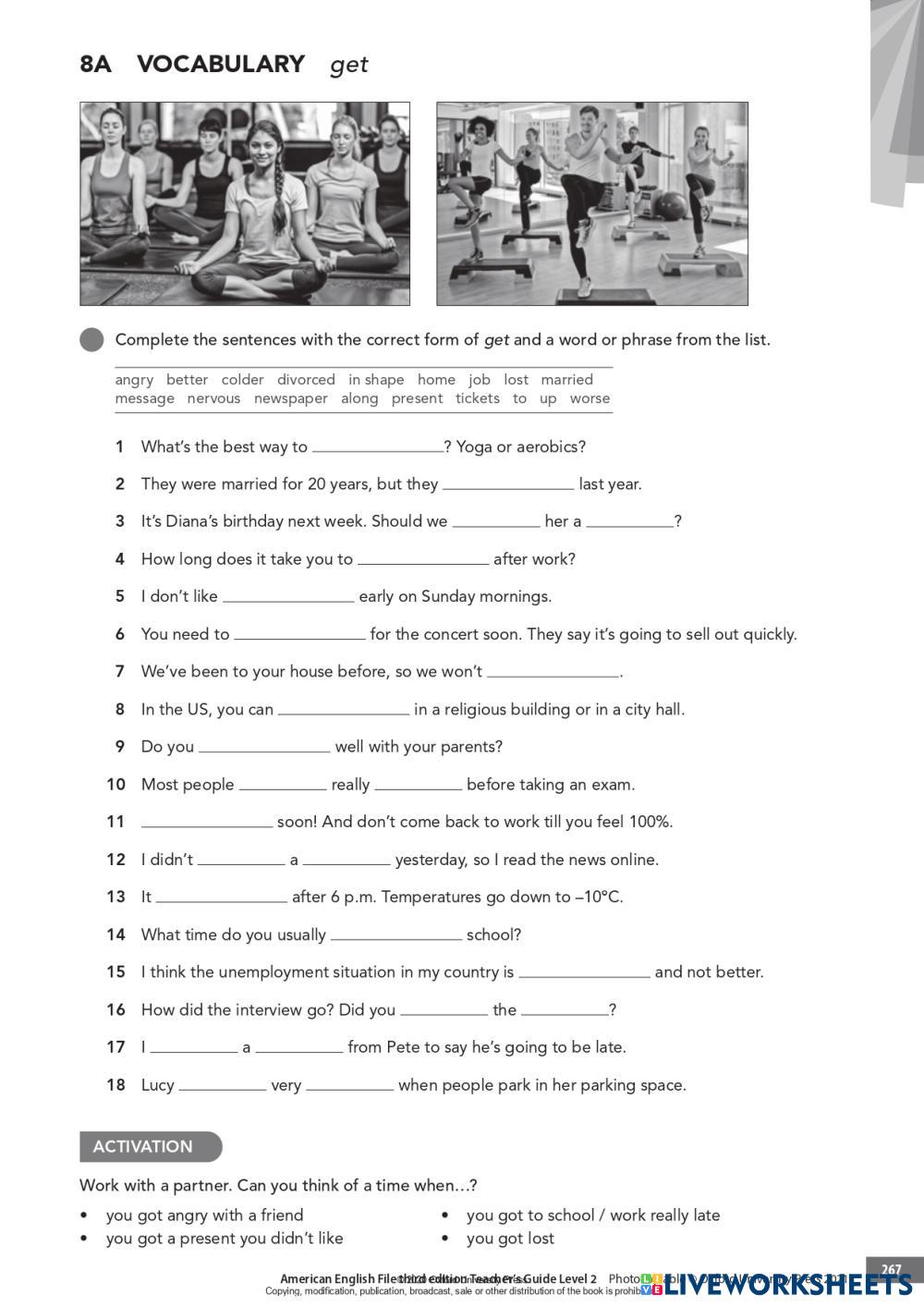 AEF 2 - Unit 8A… | ESL Worksheets | 8152782