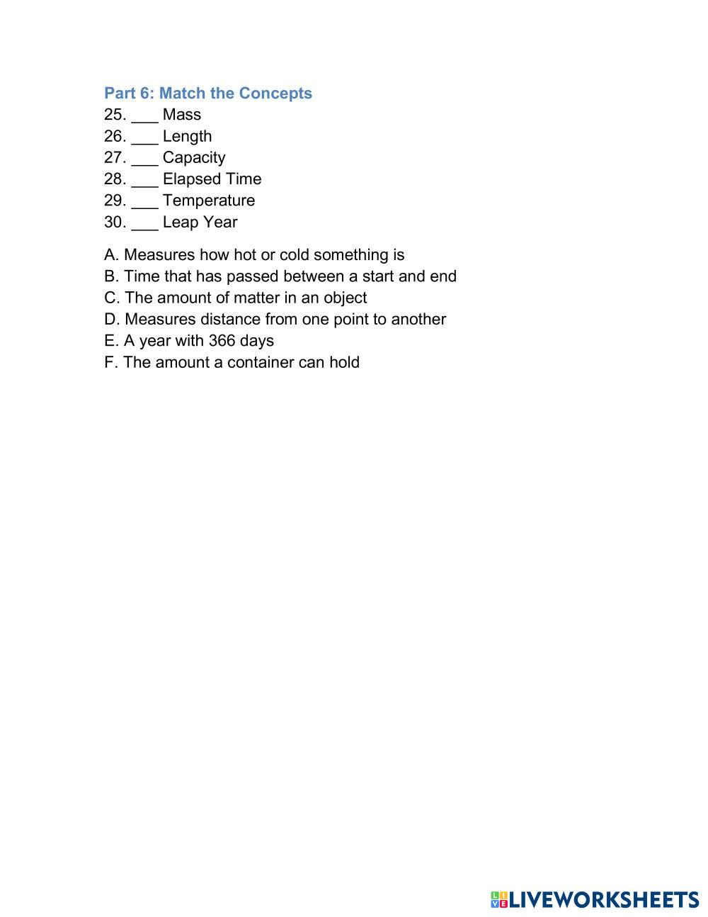 Measurements | Math Worksheets | 8154611