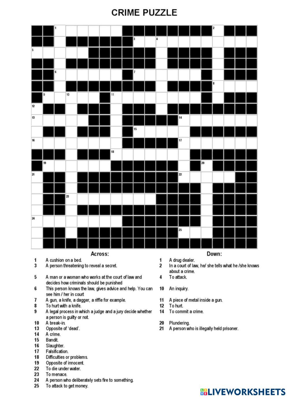 Crosswords | English Language Worksheets | 8154943