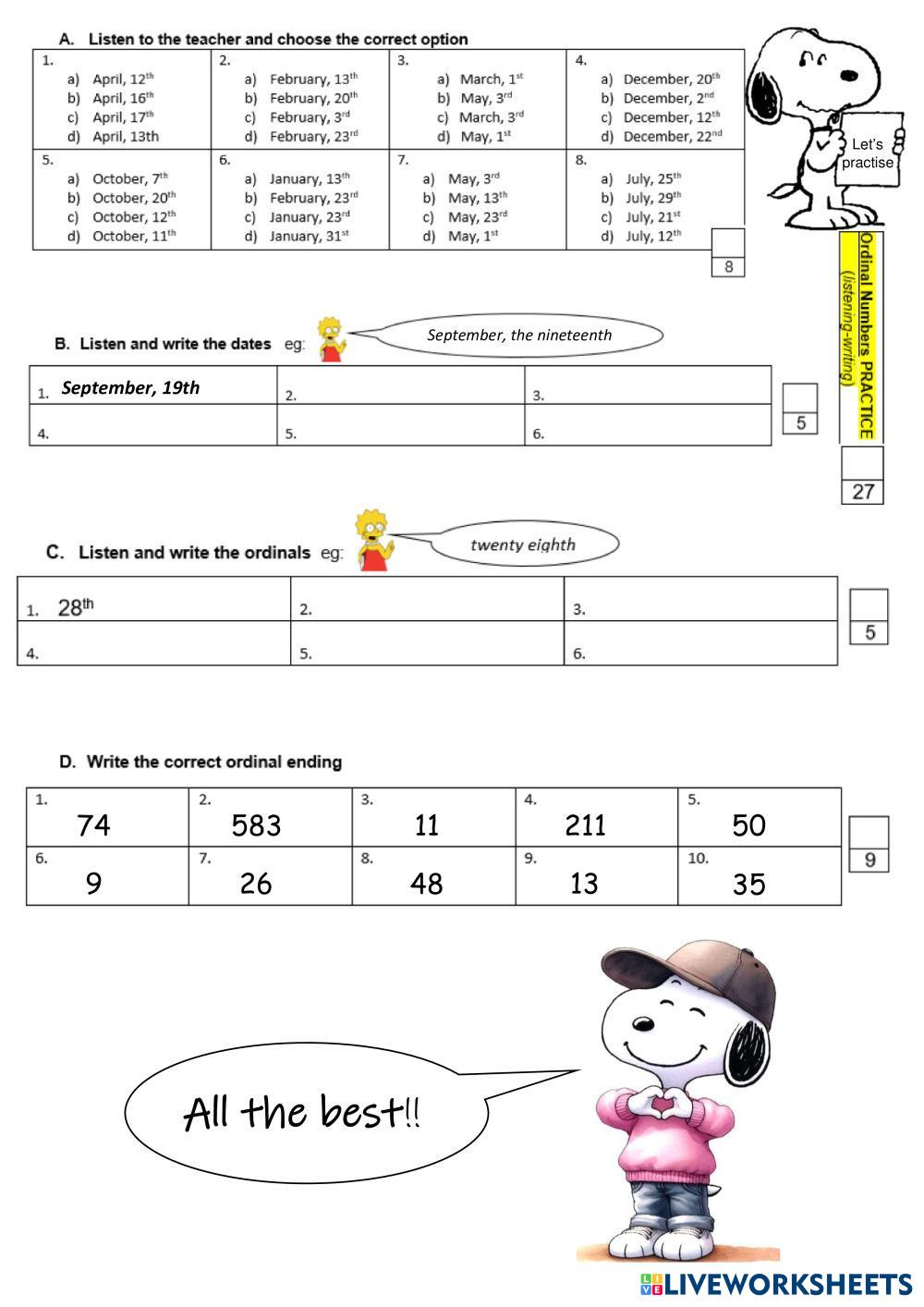1st - Ordinal N… | English Language Worksheets | 8157819