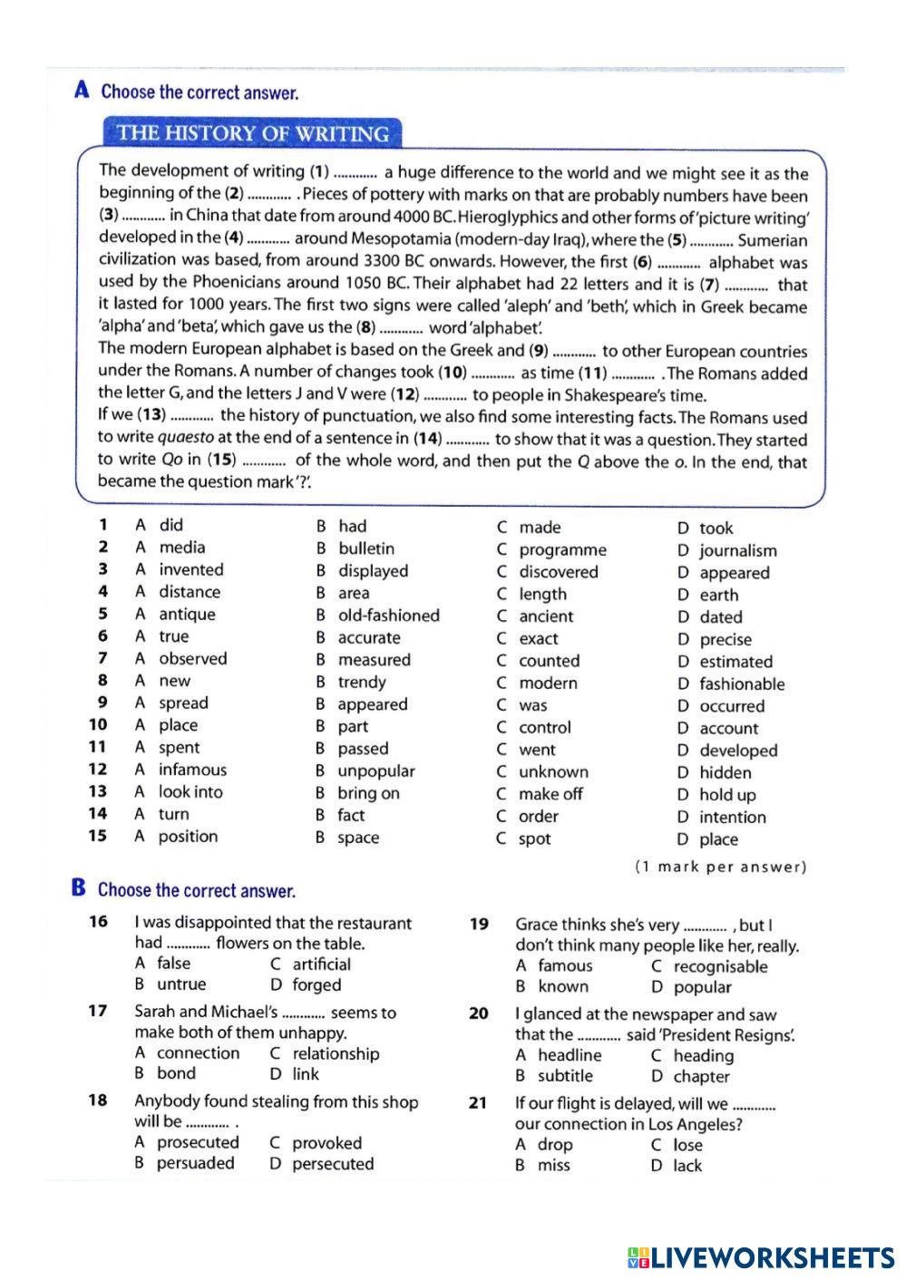 Destination B2 … | Language Arts Worksheets | 8159360