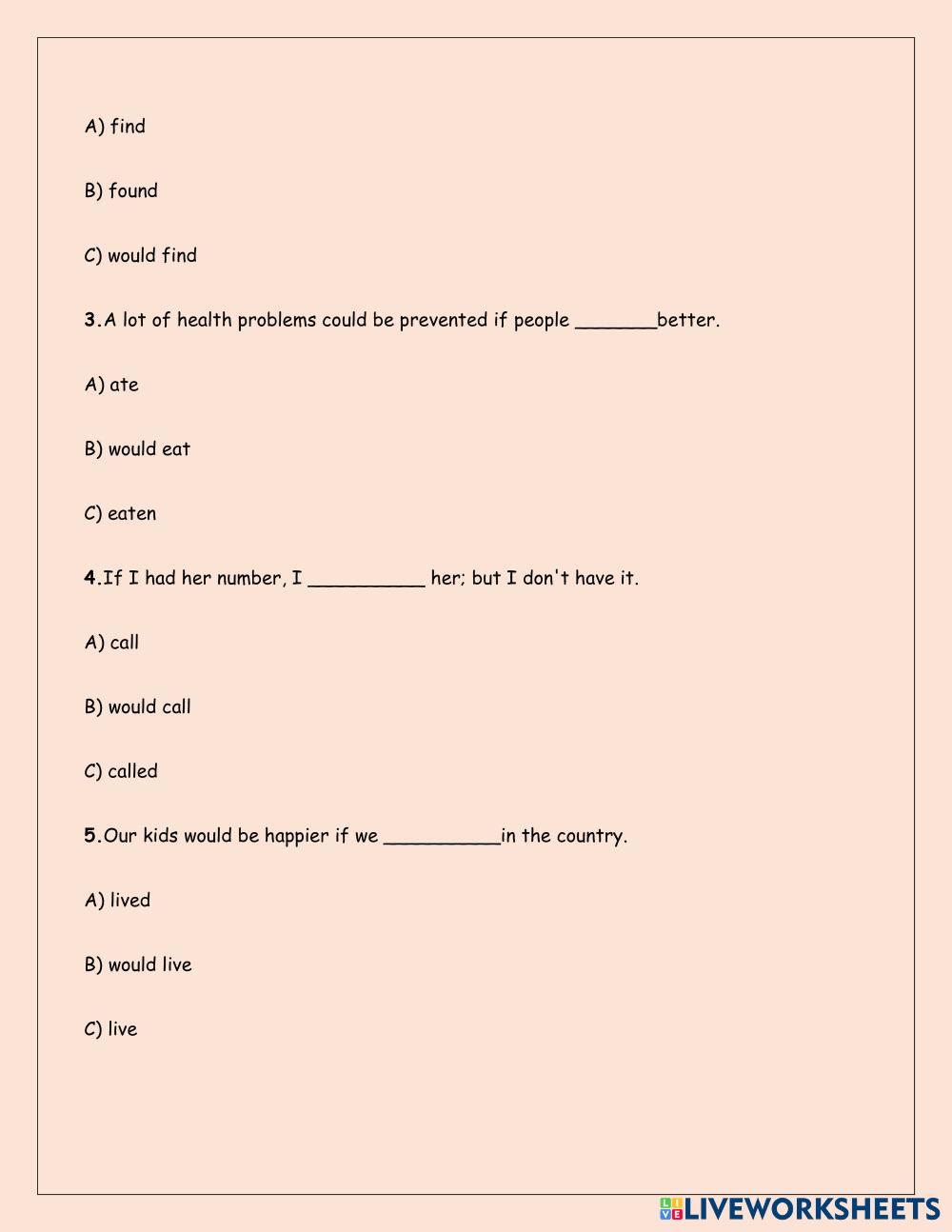 Second conditio… | English Language Worksheets | 8159965