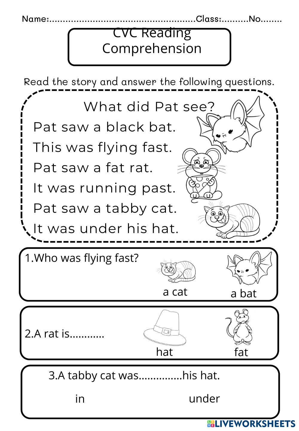 CVC reading P.3 | English Language Worksheets | 8160989