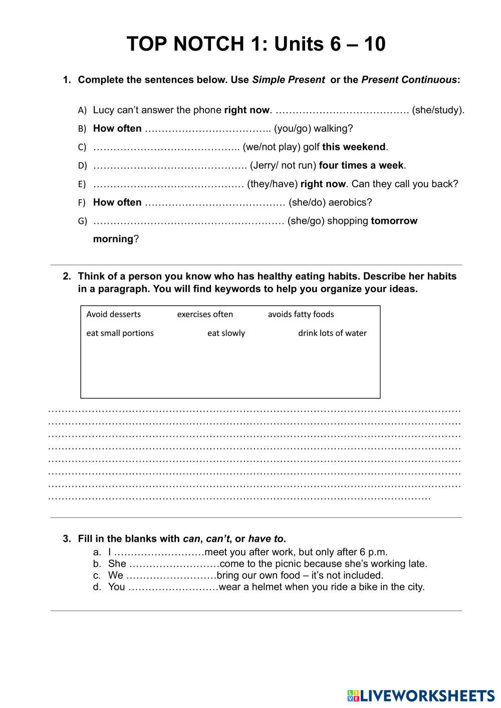 Top Notch 1 Fin… | ESL Worksheets | 8161663