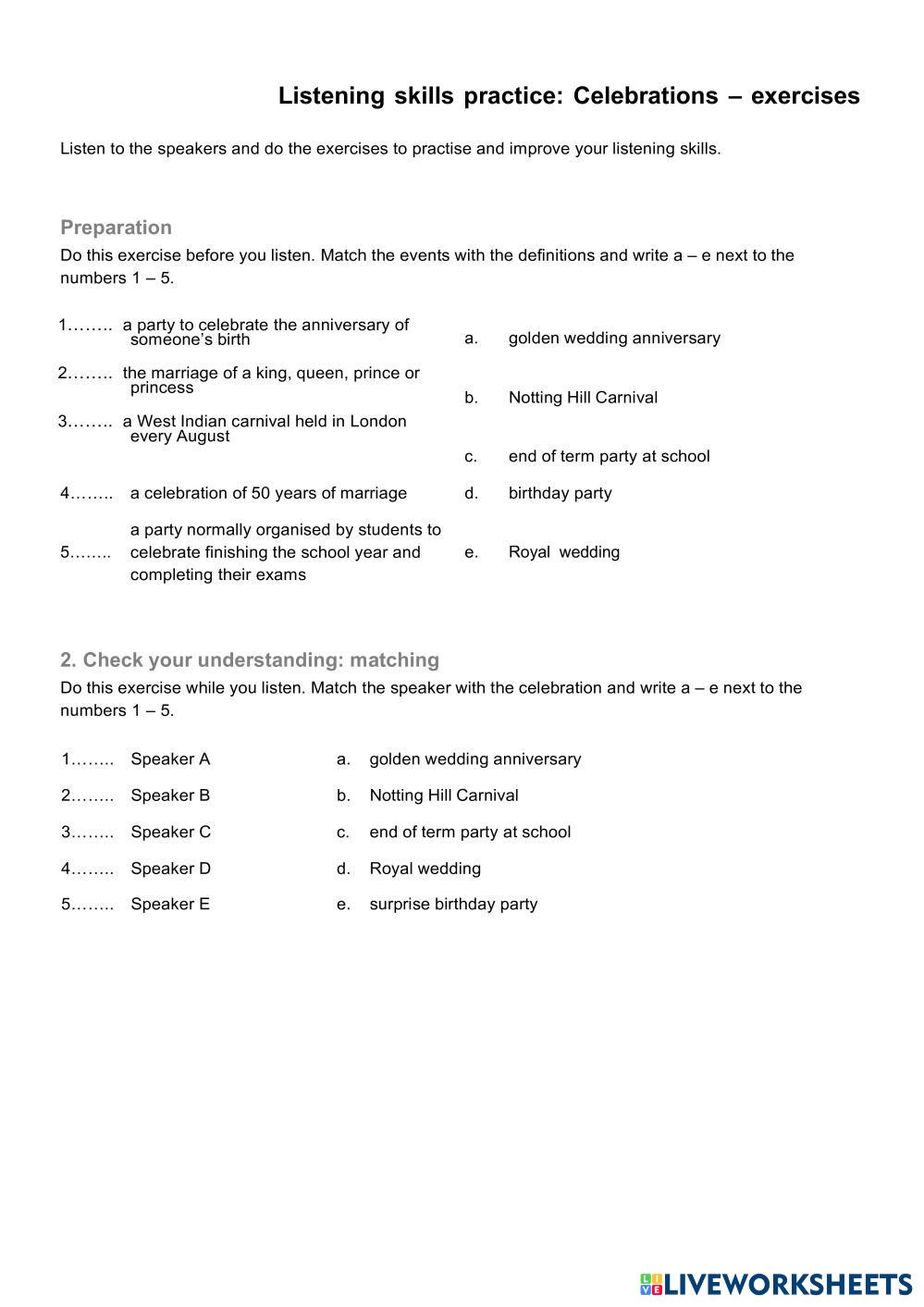 Celebrations | English Language Worksheets | 8162325