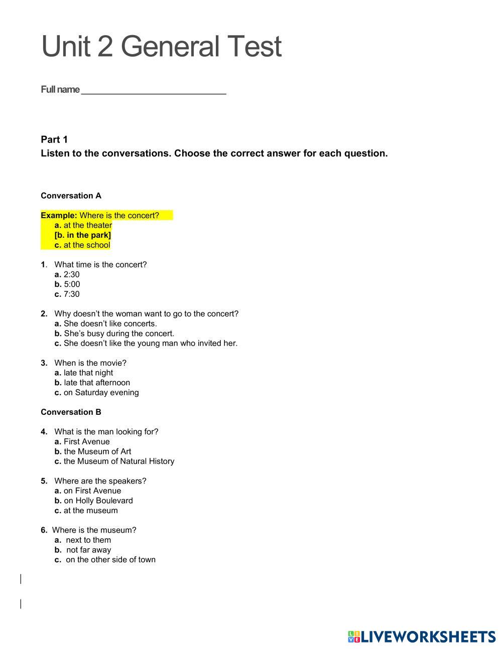 TEST - UNIT 2 | English Language Worksheets | 8162751