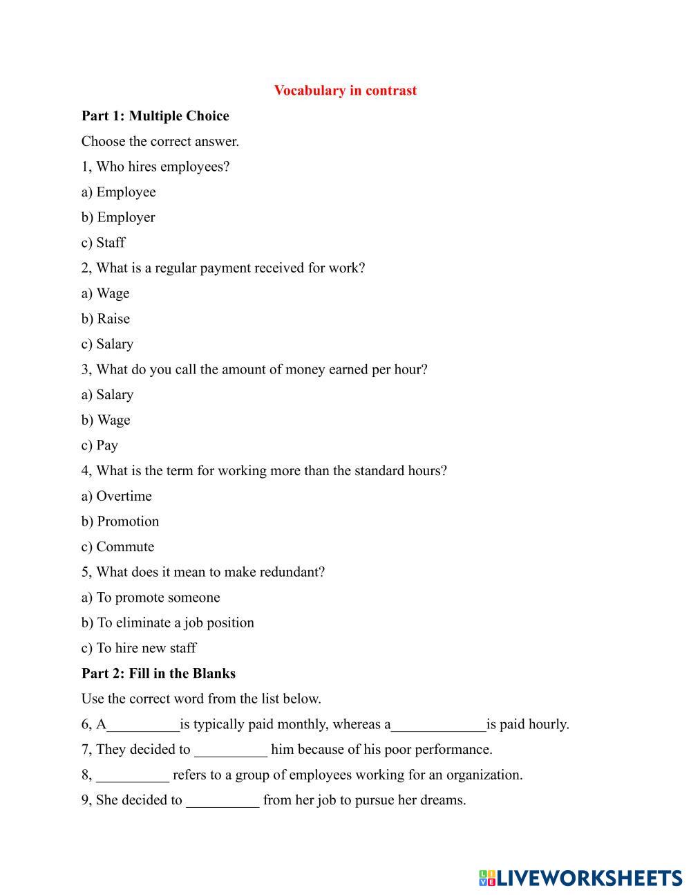 Des B2-Vocab | English Language Worksheets | 8162801
