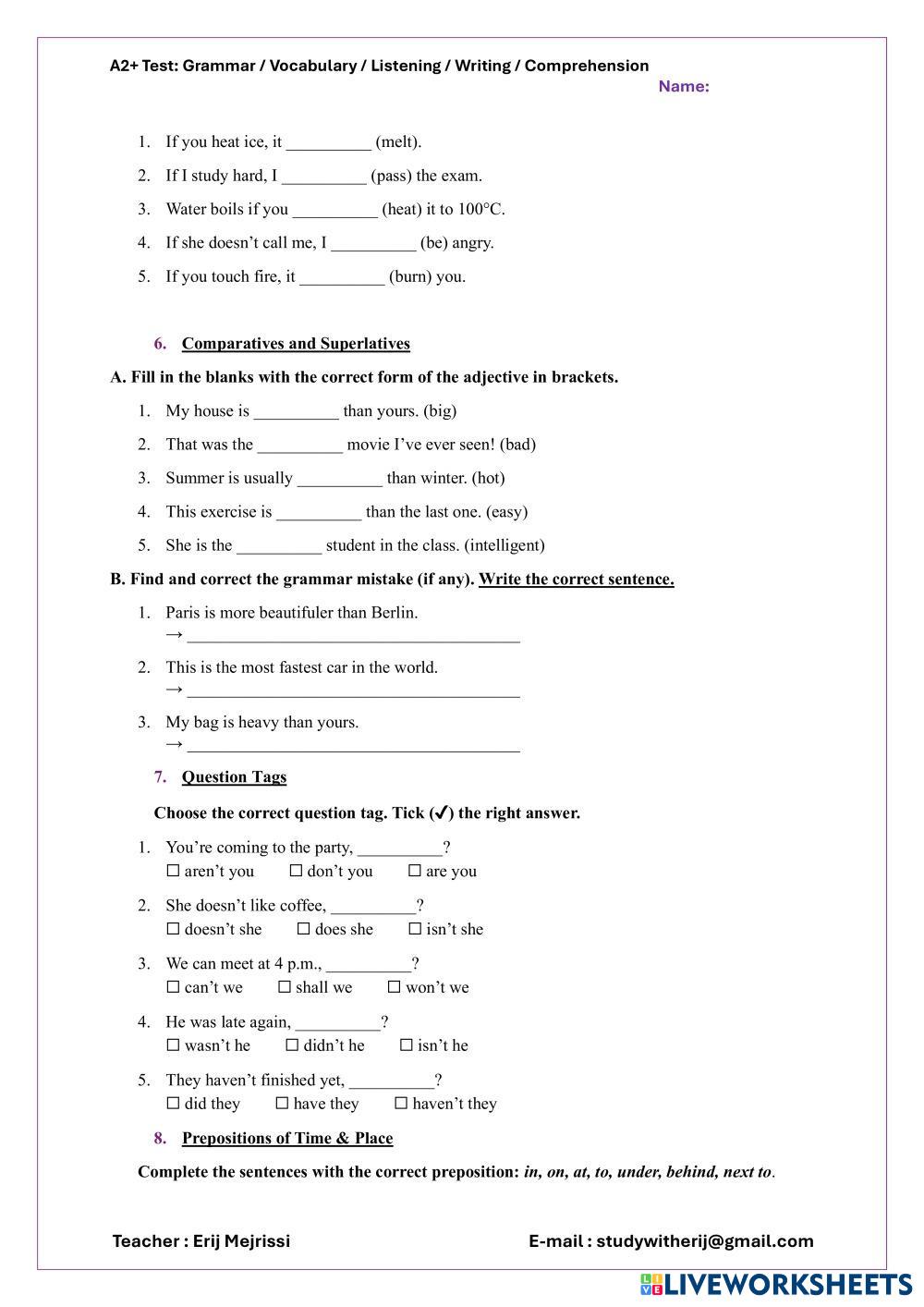 English ( A2+ )… | ESL Worksheets | 8163881