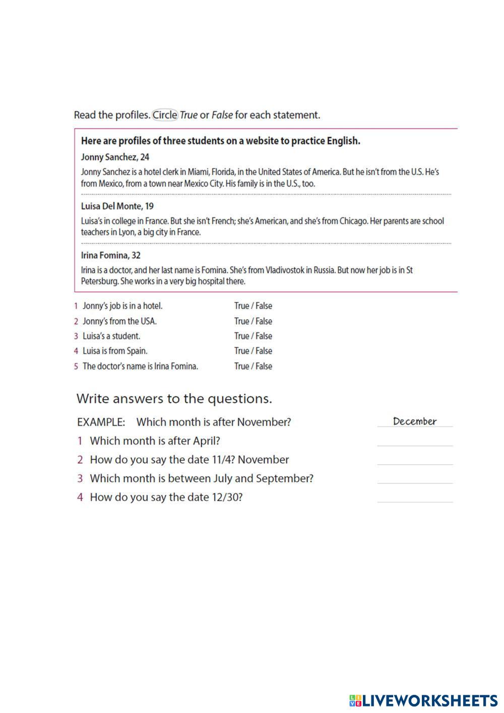 WORKSHOP II LEV… | English Language Worksheets | 8164581