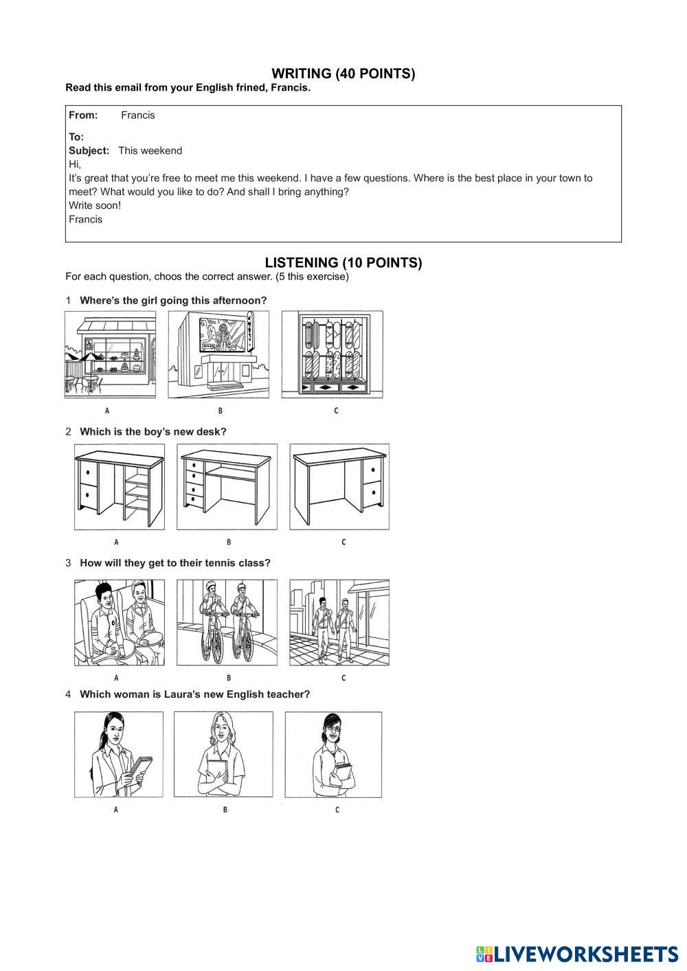 Pruebas inicio … | Language Arts Worksheets | 8167018