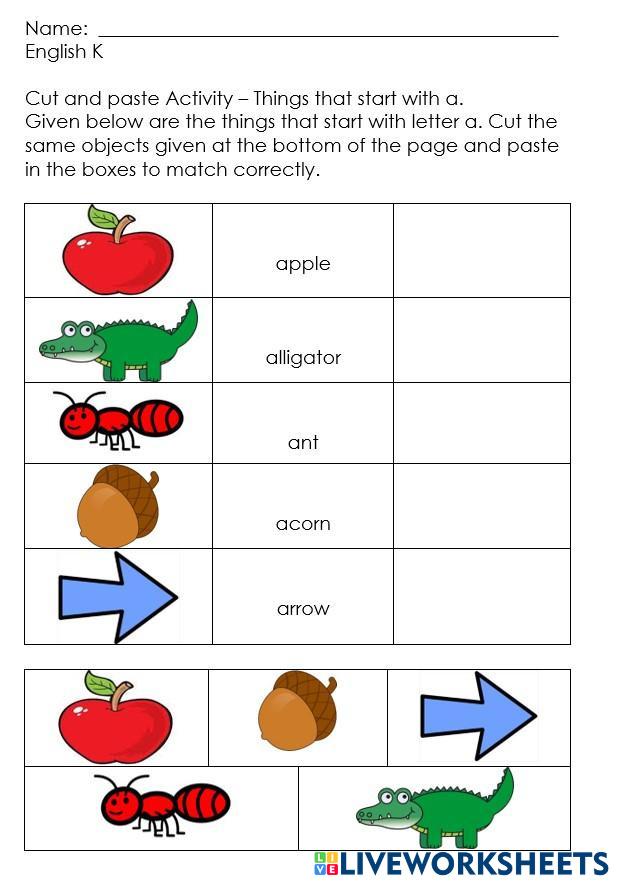 Cut and Paste | English Language Worksheets | 8169039