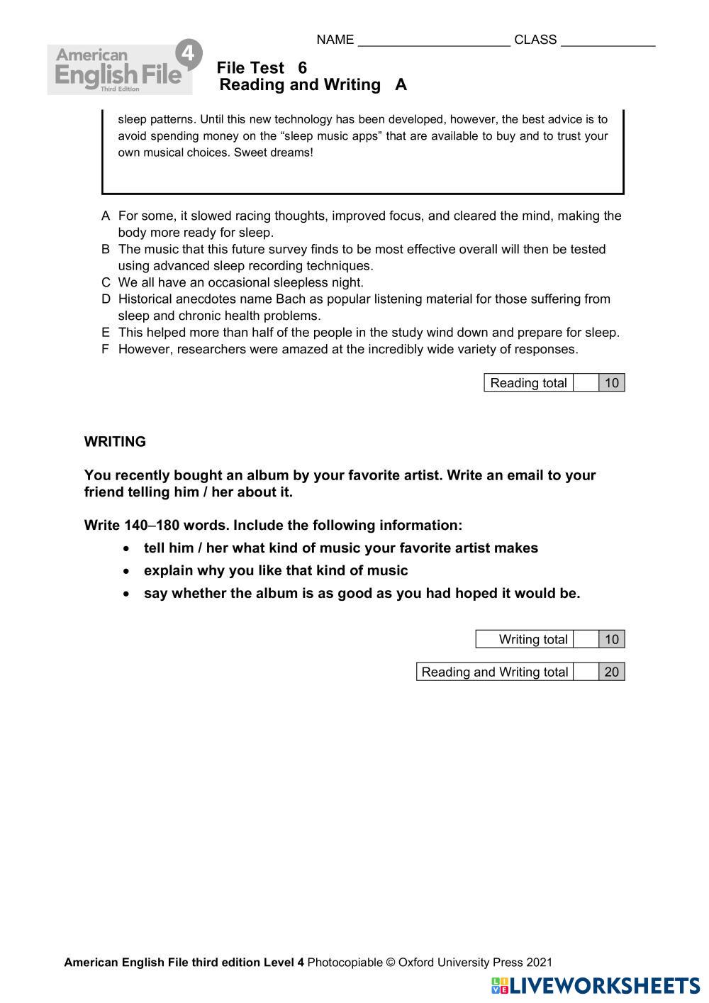 Test AEF 4 File… | ESL Worksheets | 8169636