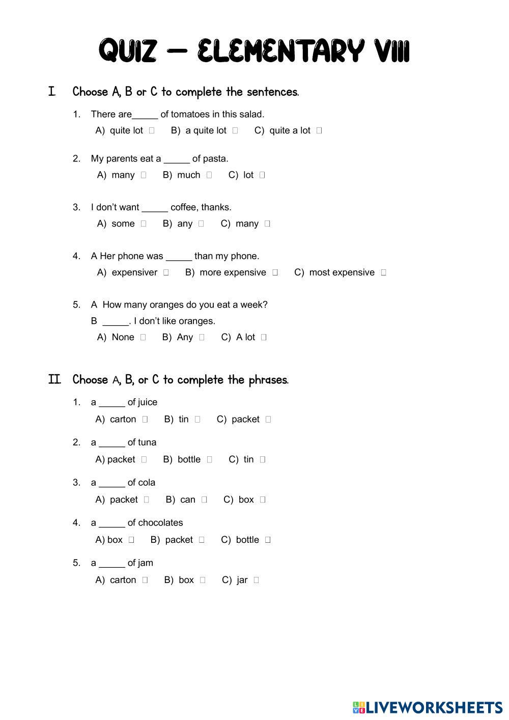 FINAL EXAM ELEM… | ESL Worksheets | 8172403
