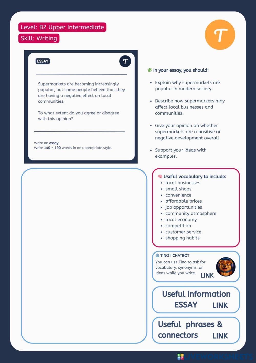 B2 Writing: ESS… | ESL Worksheets | 8172876